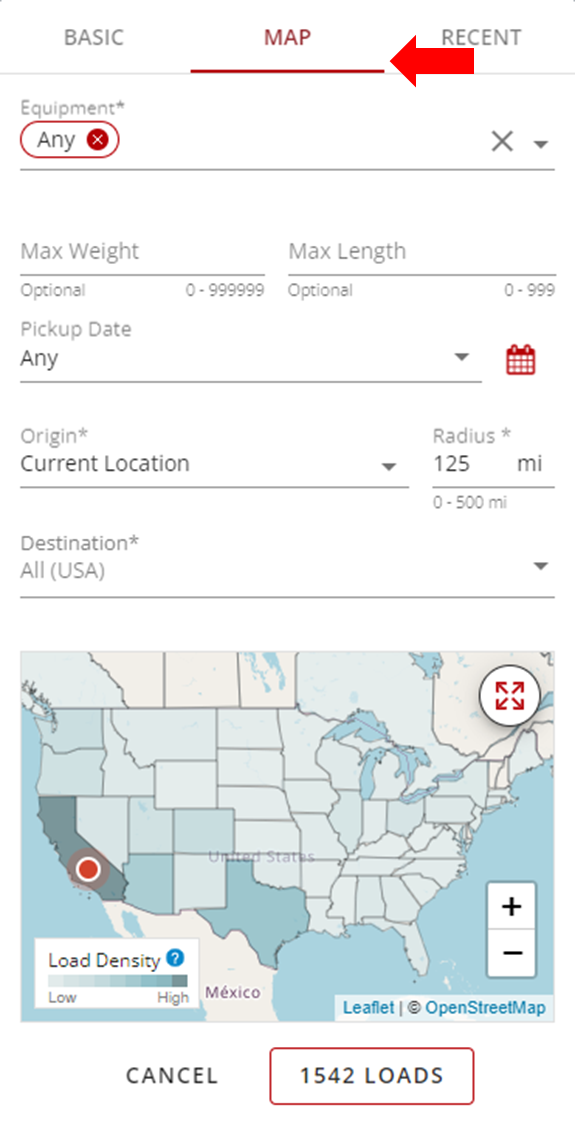Map Search with Load Density