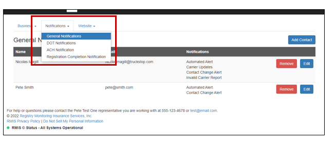 RMIS Self Serve Portal